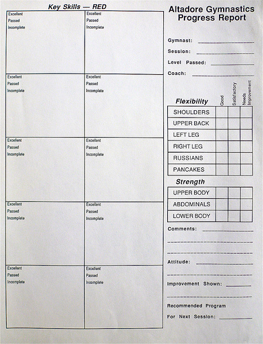 report cards | Recreational Gymnastics